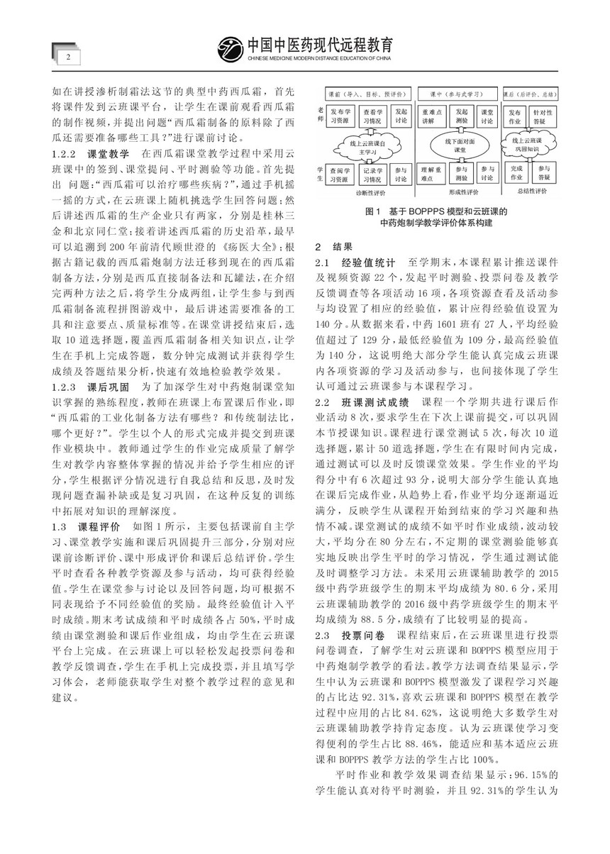 基于BOPPPS模型的中药炮制学课堂教学重构与改革 中国中医药现代远程教育杂志社