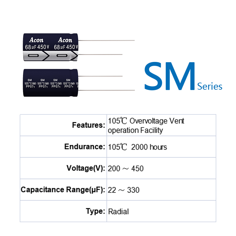 SM/200V～450V/22μF～330μF/105℃ 2000H_Acon深圳市新中元电子有限公司
