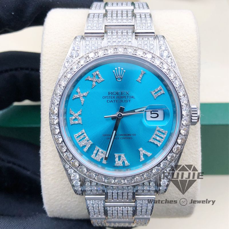 Rolex Datejust41, Light blue dial, 42 diamonds_Ruijie Watches