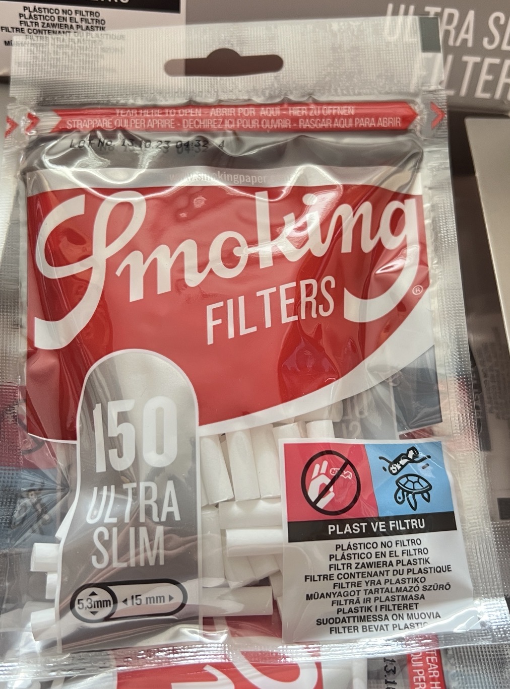 进口Smoking海绵过滤嘴5.3mm超细款15mm长 一袋150个_草客e族