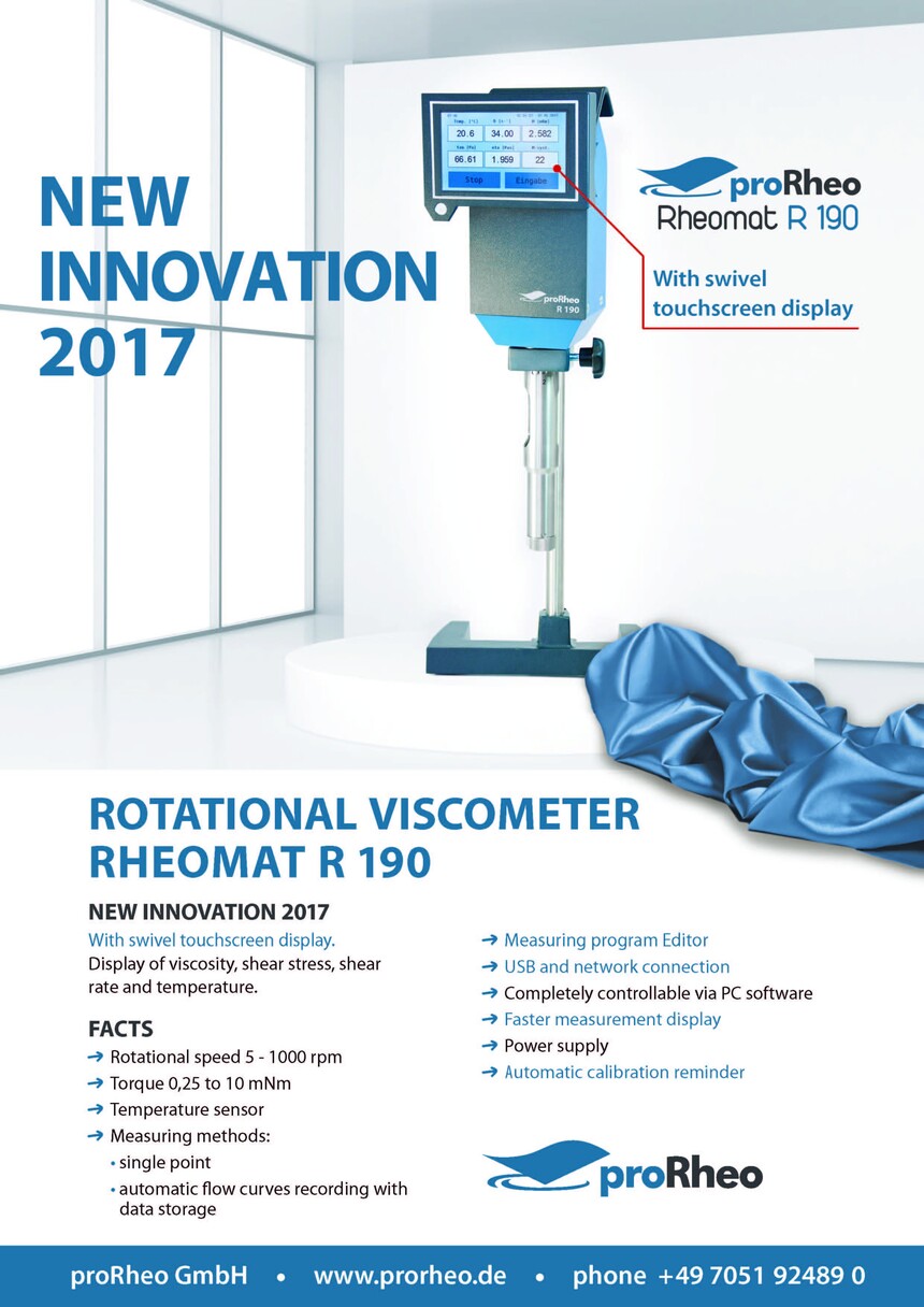 新型号-Rheomat R190粘度计_proRheo 旋转粘度计