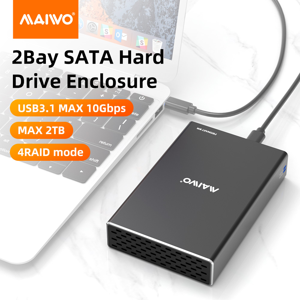 MAIWO K25272C 2 Bay USB C Gen 2 to SATA External Hard Drive Enclosure ...
