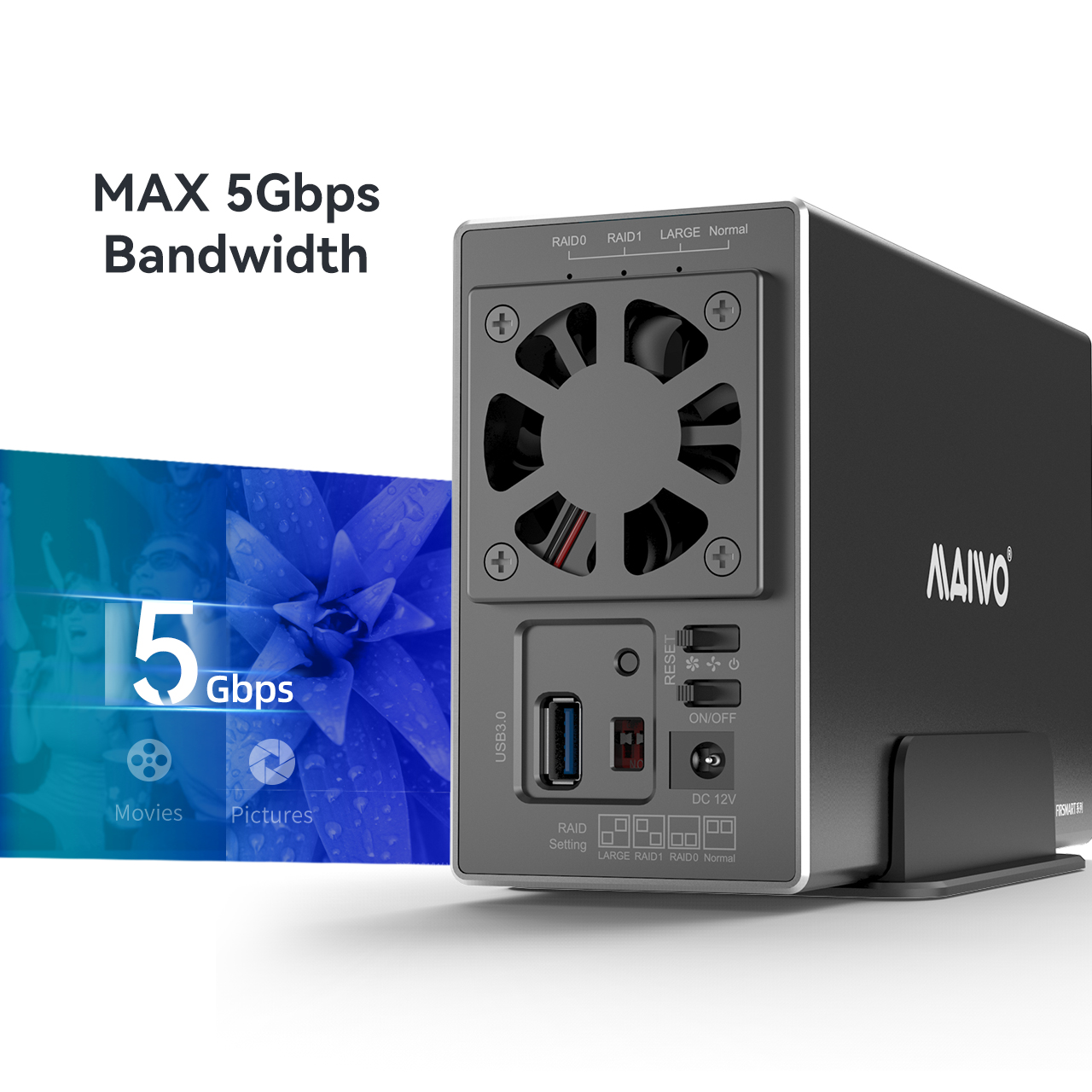 MAIWO K35272U3S Dual Bay RAID Storage External Hard Drive Enclosure ...