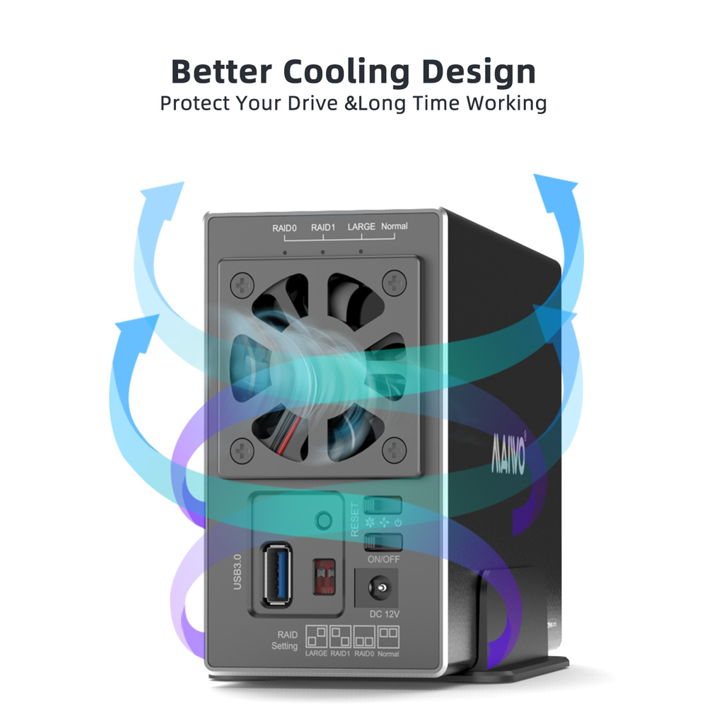 MAIWO K35272U3S Dual Bay RAID Storage External Hard Drive Enclosure ...