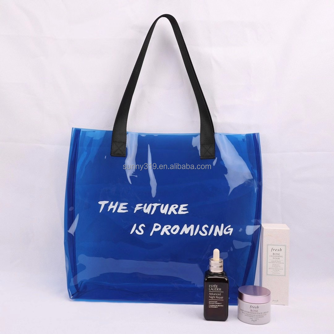 Custom Logo Plastic clear Plastic Handbag PVC Shopping Tote Bag ...