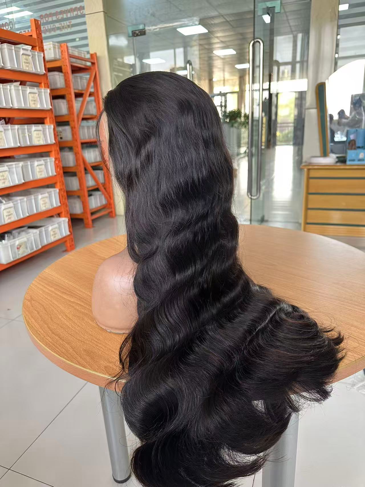 13x6 Thin HD Lace Frontal Super Double Drawn Body Wave Wigs Half ...