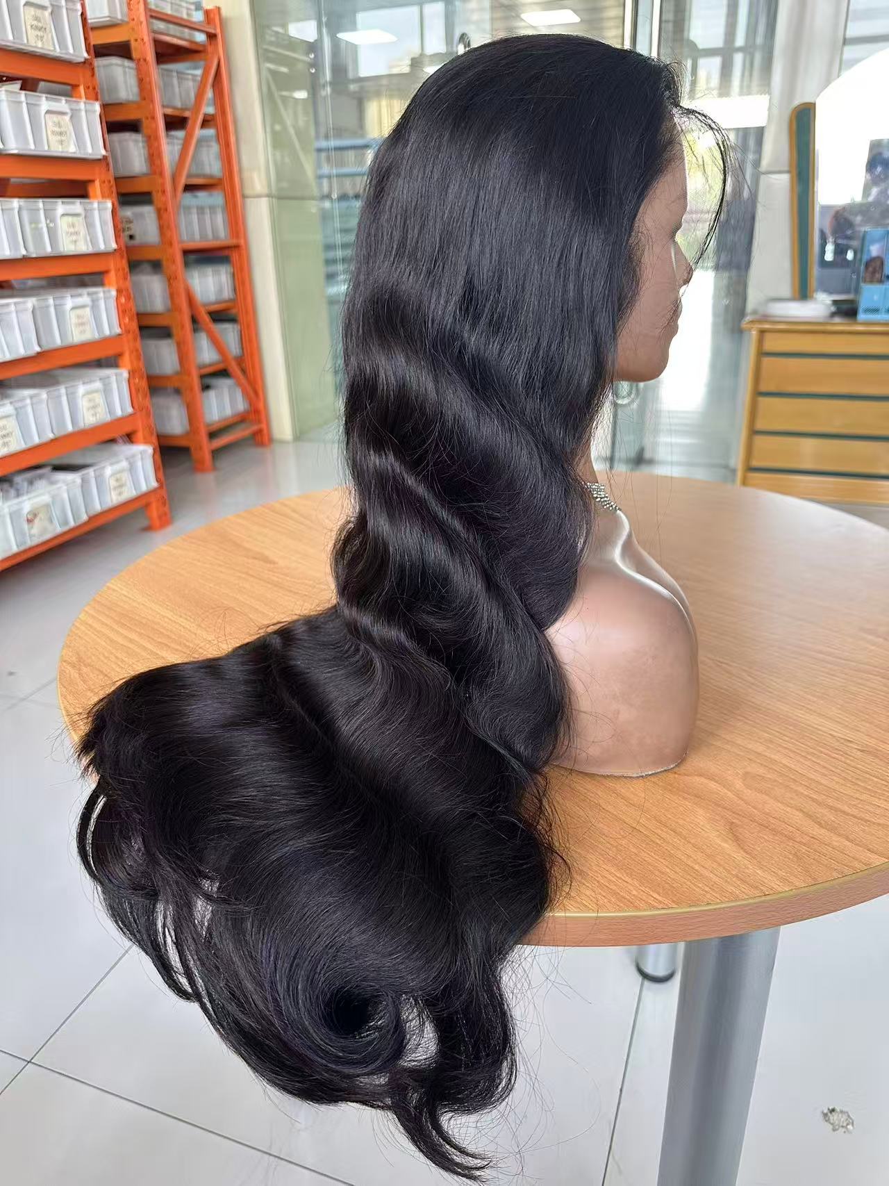 13x6 Thin HD Lace Frontal Super Double Drawn Body Wave Wigs Half ...