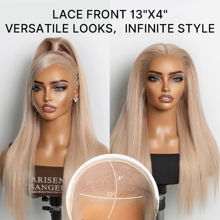 Ash Blonde Silky Straight Glueless Ear-to-ear 13x4 Regular Lace Front ...